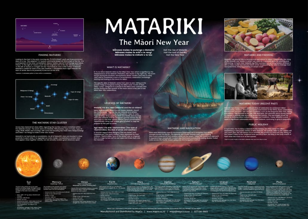 Matariki Chart – MapCo NZ Ltd – Maori, Pacific Island and New Zealand Maps